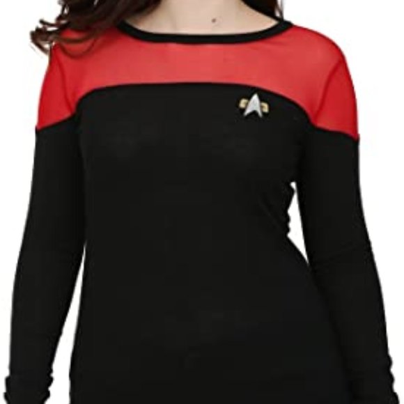 Star Trek | Sweaters | Star Trek Sweater Sheer Red Shoulder Long Sleev ...